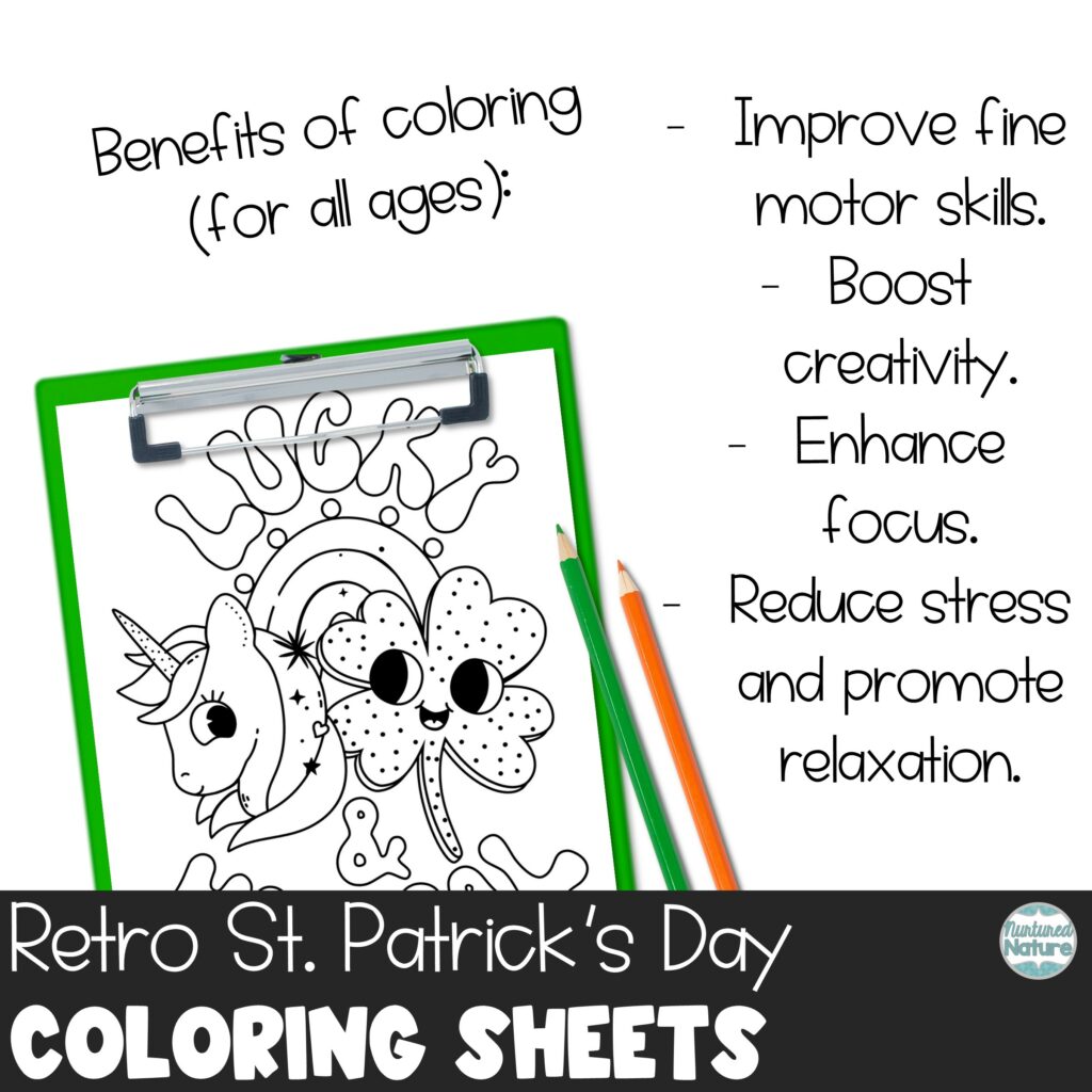St. Patrick’s Day Coloring Pages - Groovy Retro Theme - March Early ...