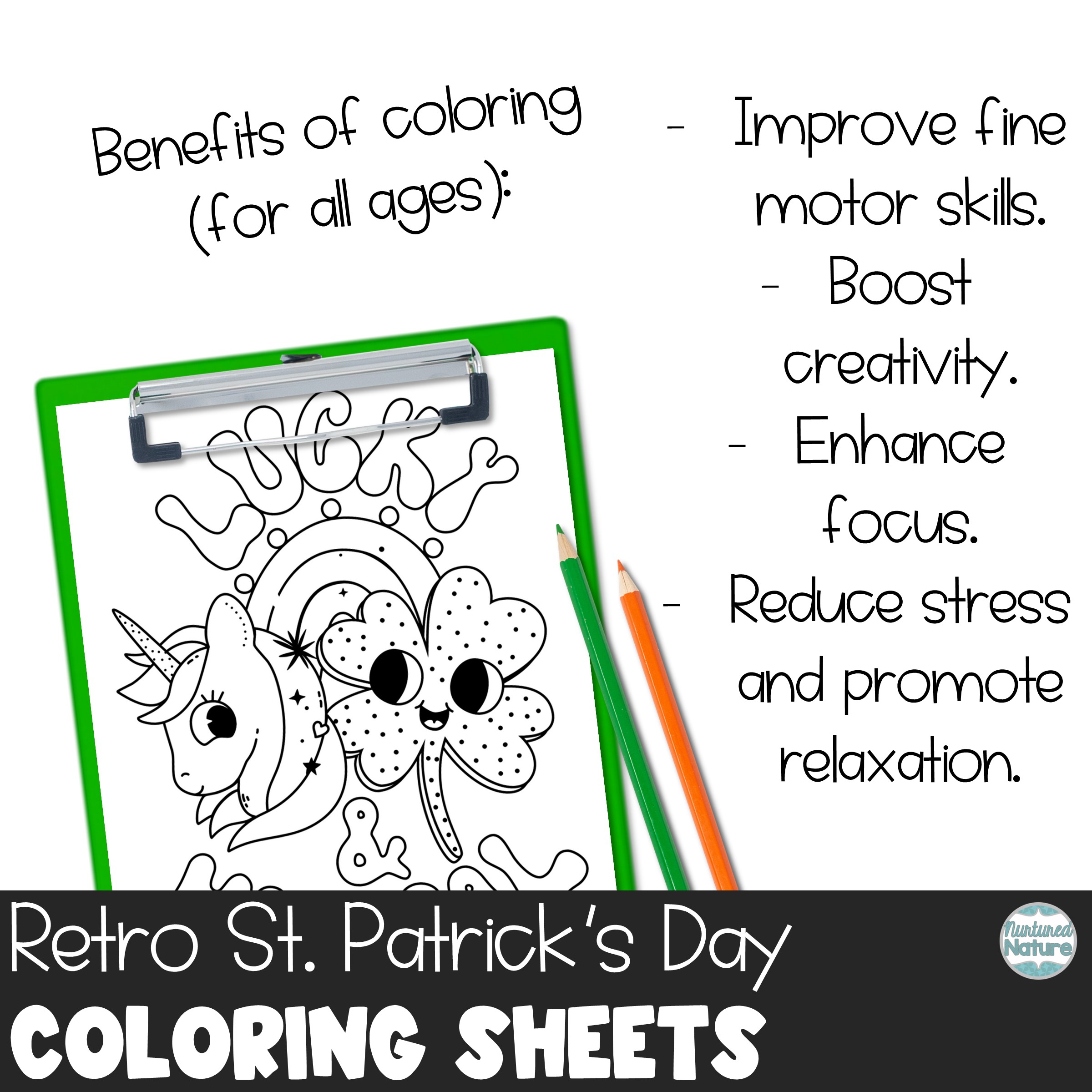St. Patrick’s Day Coloring Pages - Groovy Retro Theme - March Early ...