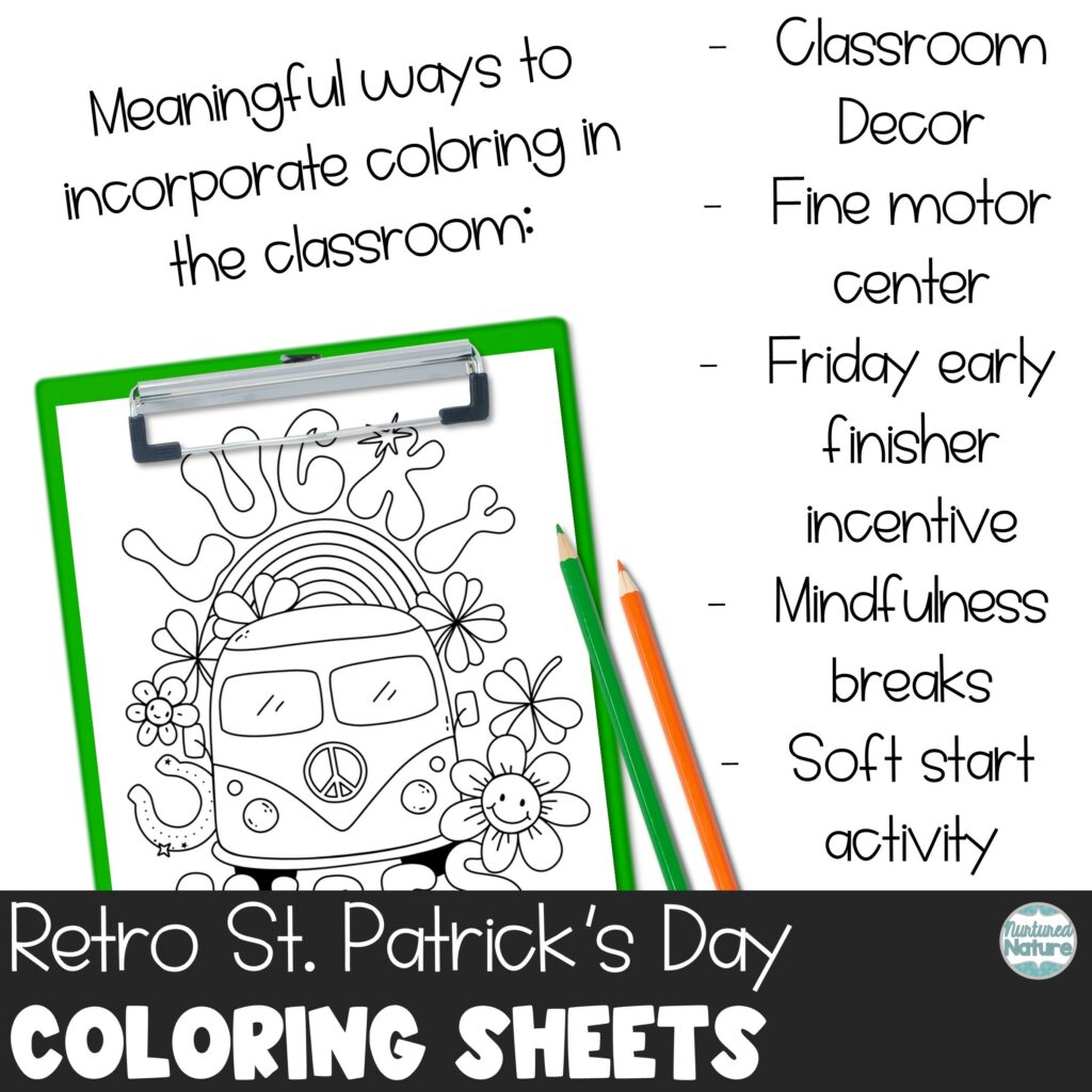 St. Patrick’s Day Coloring Pages - Groovy Retro Theme - March Early ...