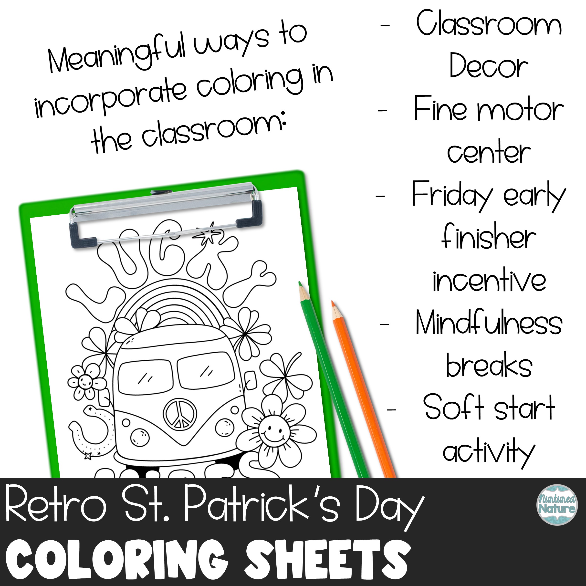 St. Patrick’s Day Coloring Pages - Groovy Retro Theme - March Early ...