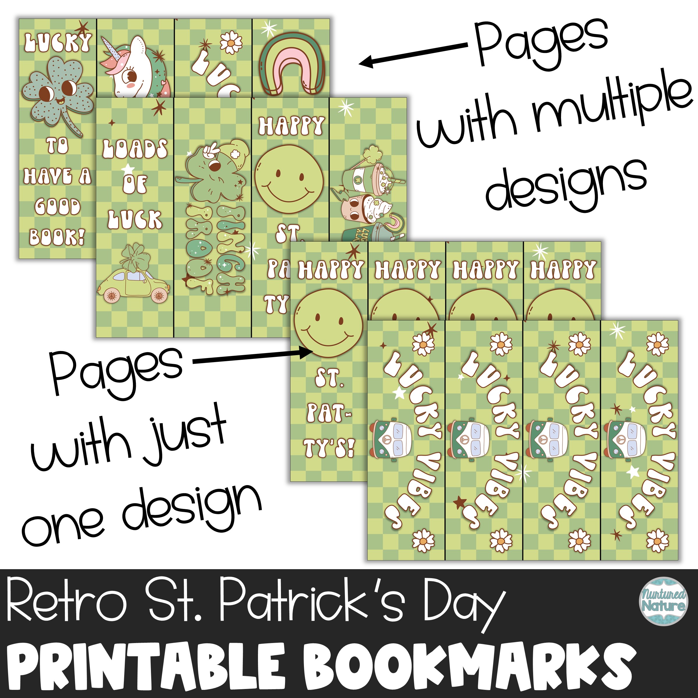 Retro St. Patrick’s Day Bookmarks - Printable Bookmark Gift Tags for ...