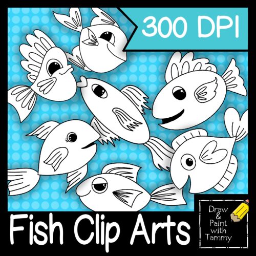 Fish clip arts for aquatic ocean themed coloring pages | Made By Teachers