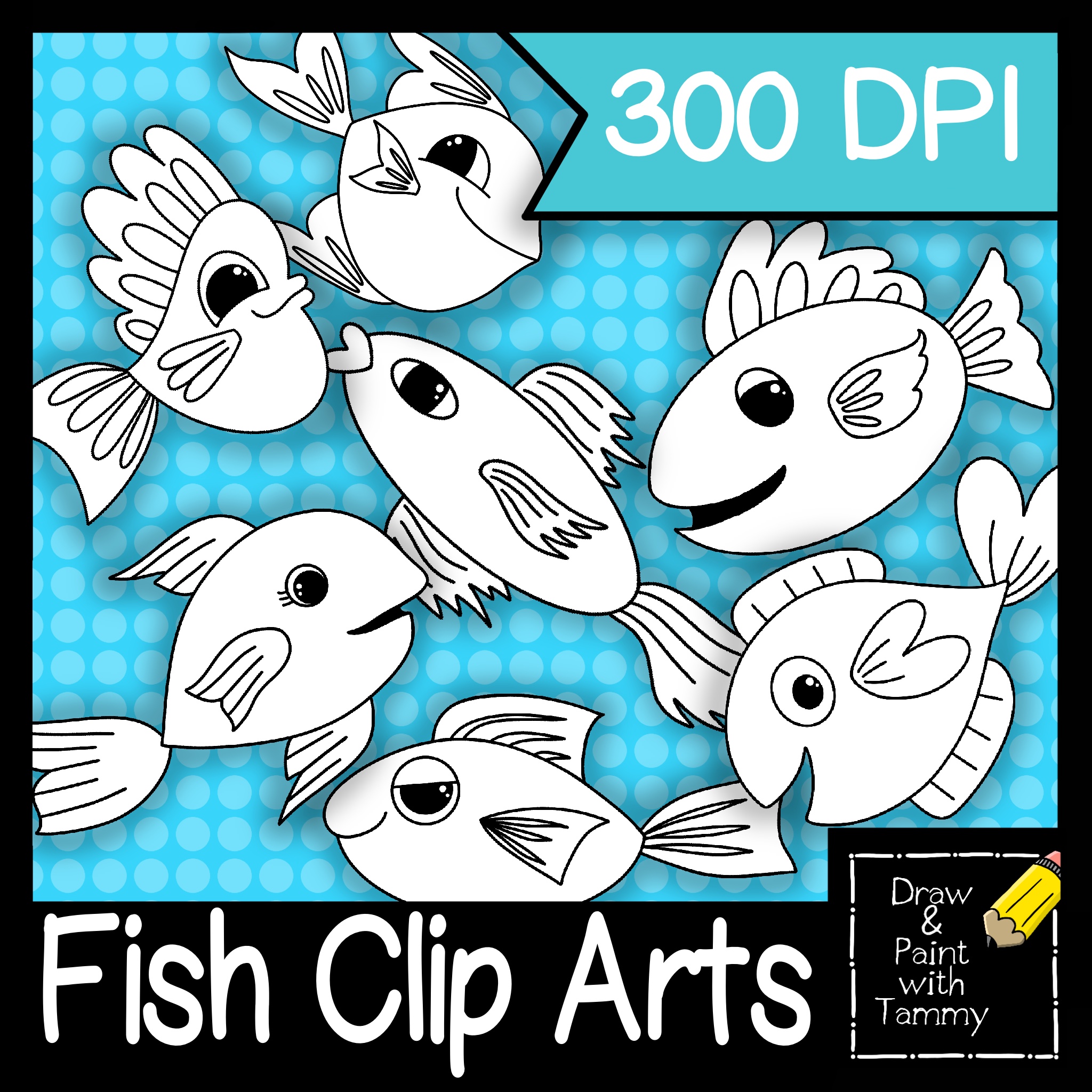 Fish clip arts for aquatic ocean themed coloring pages | Made By Teachers