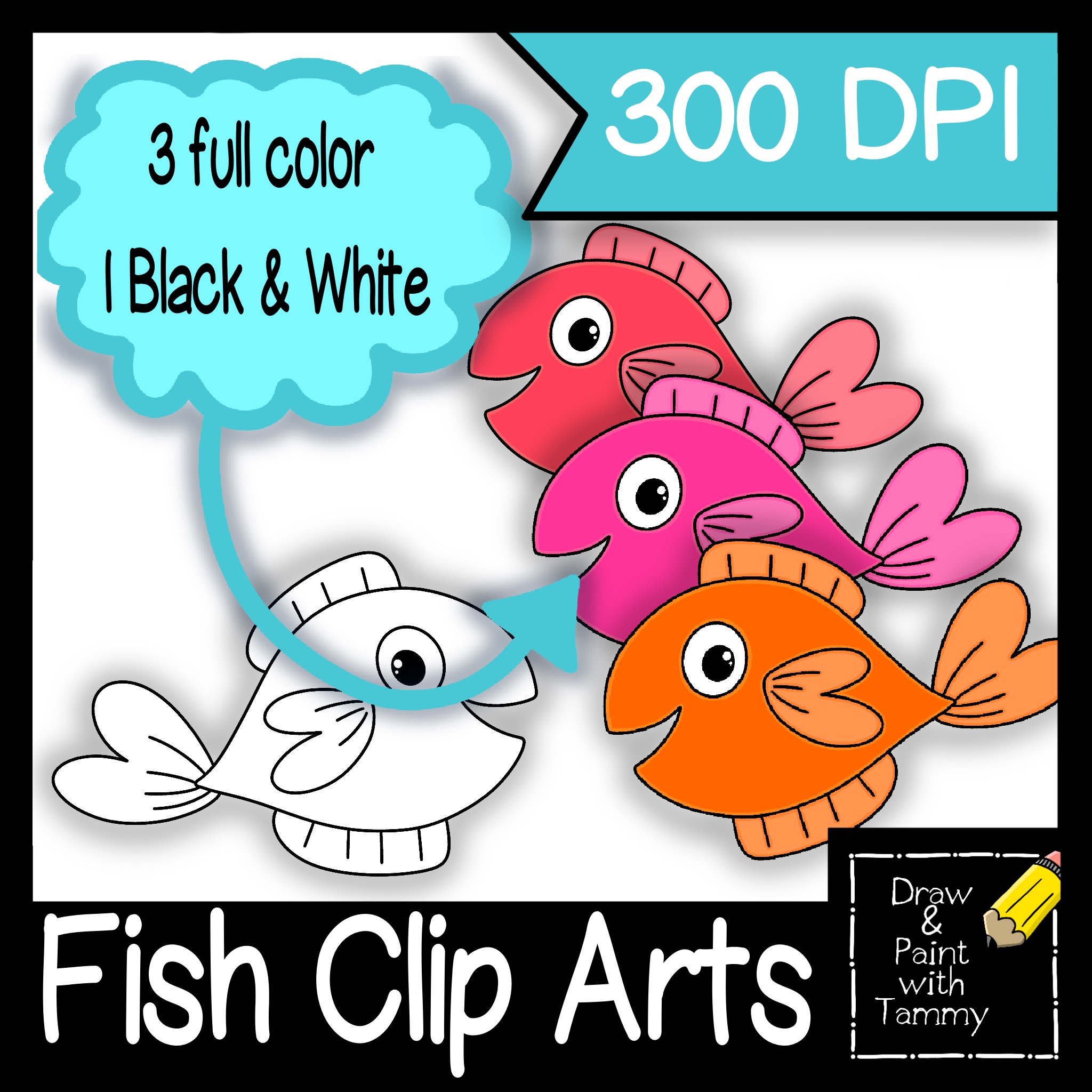Fish clip arts for aquatic ocean themed coloring pages | Made By Teachers