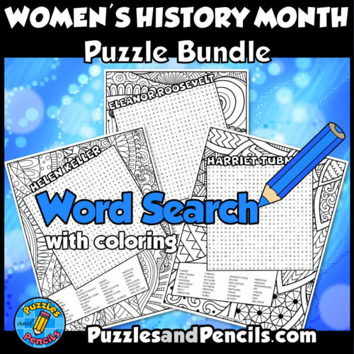 Women's History Month Word Search Puzzle BUNDLE | 20 Wordsearch Puzzles ...