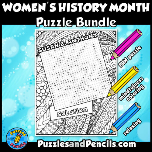 Women's History Month Word Search Puzzle BUNDLE | 20 Wordsearch Puzzles ...