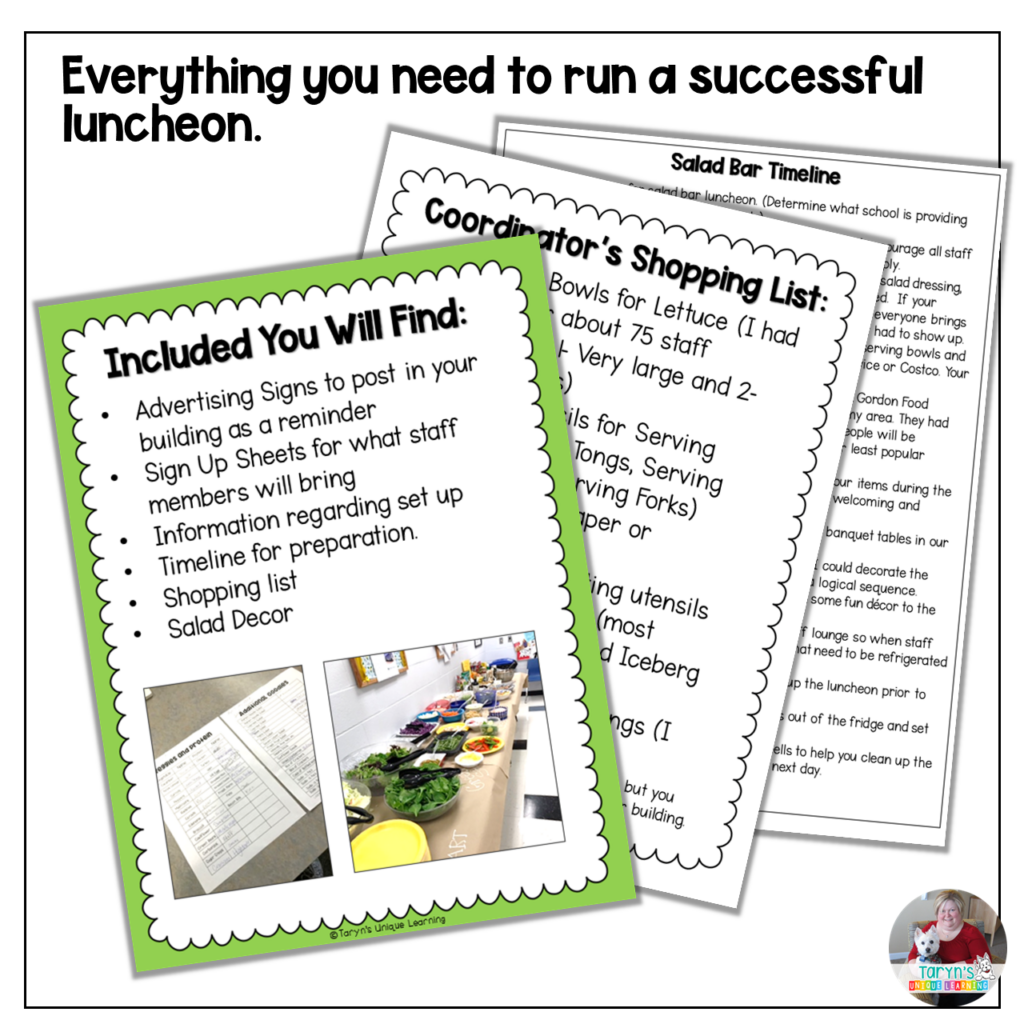 Staff Morale | Potluck Salad Bar Luncheon | Made By Teachers