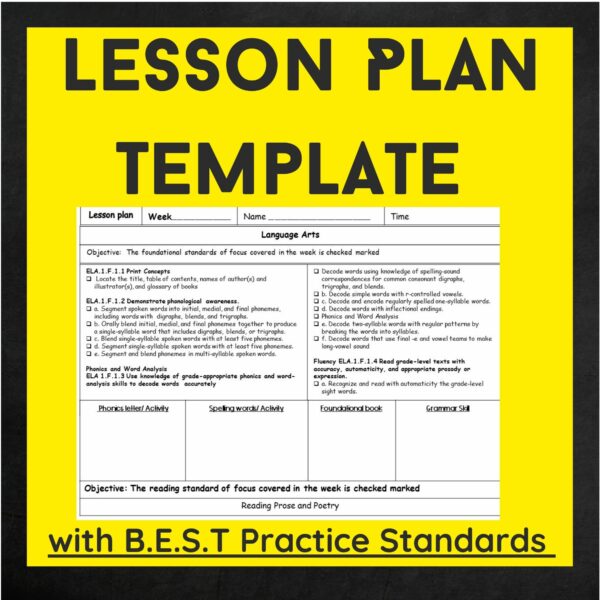 First Grade Lesson Plan ELA template | Made By Teachers