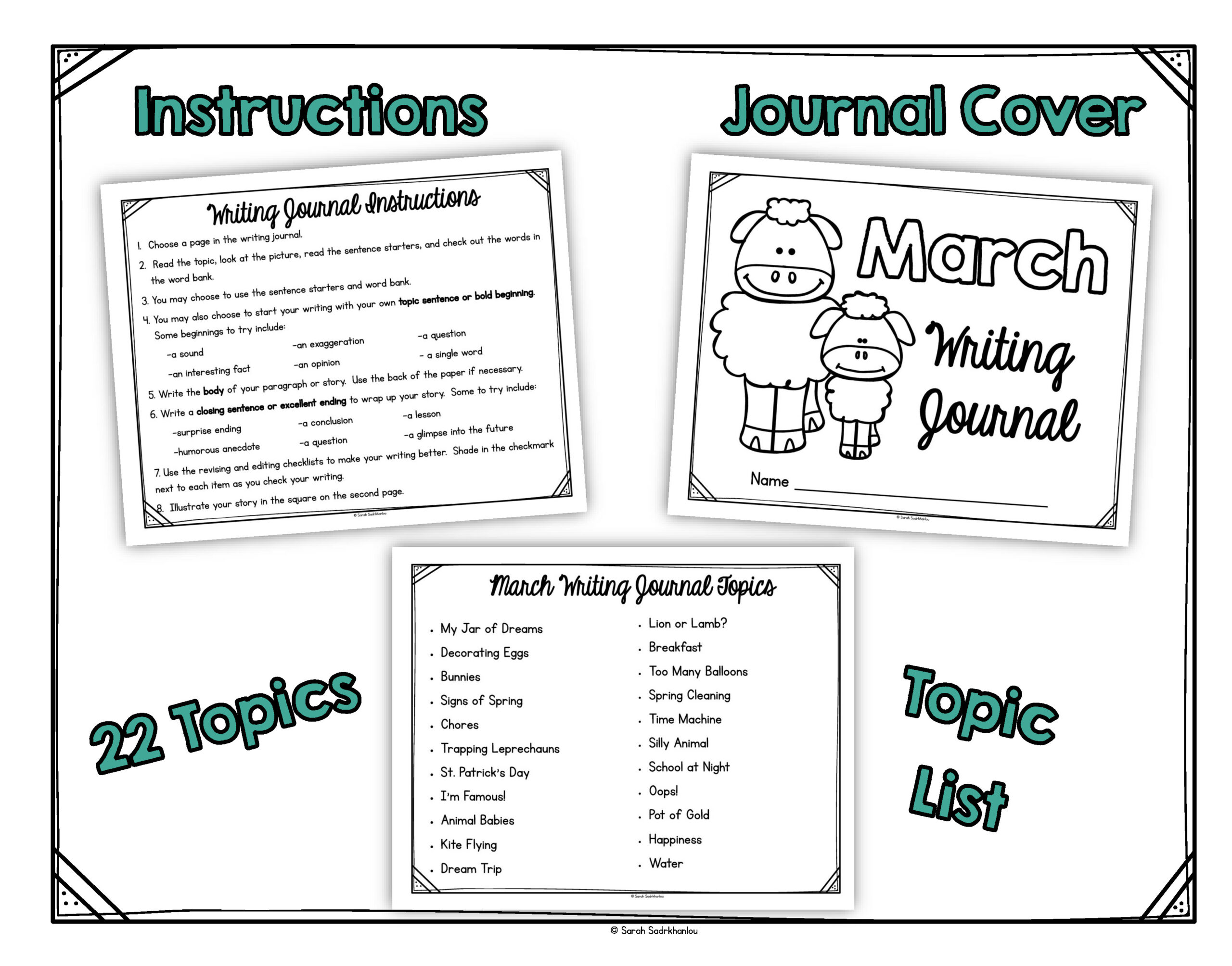 March Monthly Writing Journal with Spring Writing Prompts | Made By ...