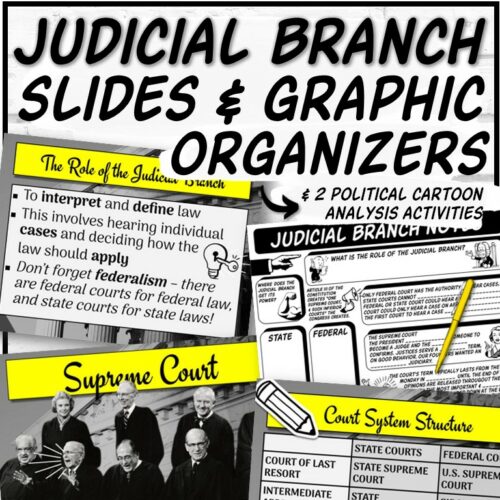 Judicial Branch Presentation, Graphic Organizer, Political Cartoon ...