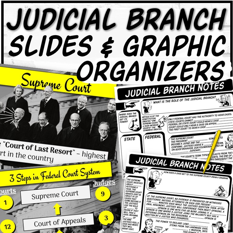 Judicial Branch Presentation, Graphic Organizer, Political Cartoon ...