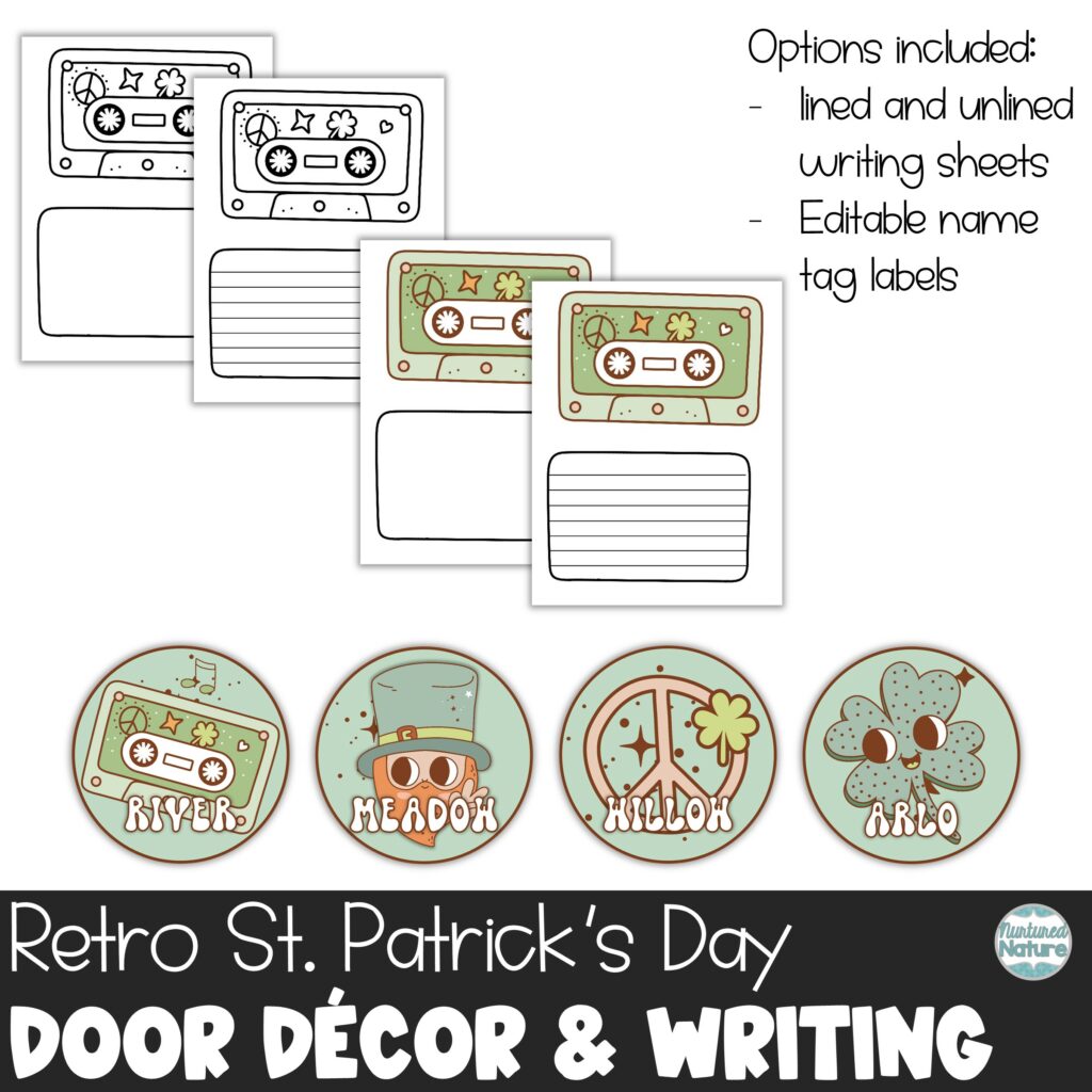 St Patricks Day Door Decor with Name Tags - Editable Spring Bulletin ...