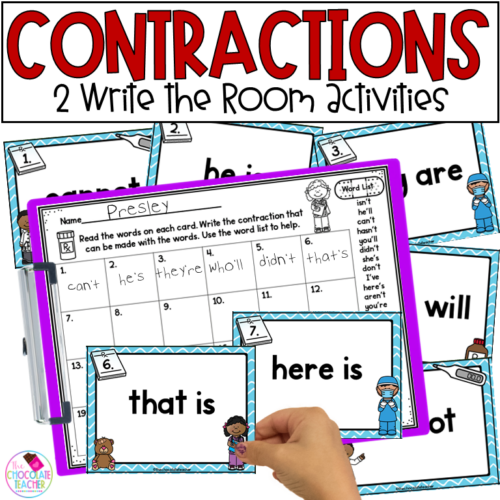 Contractions - Grammar Center - Write the Room | Made By Teachers