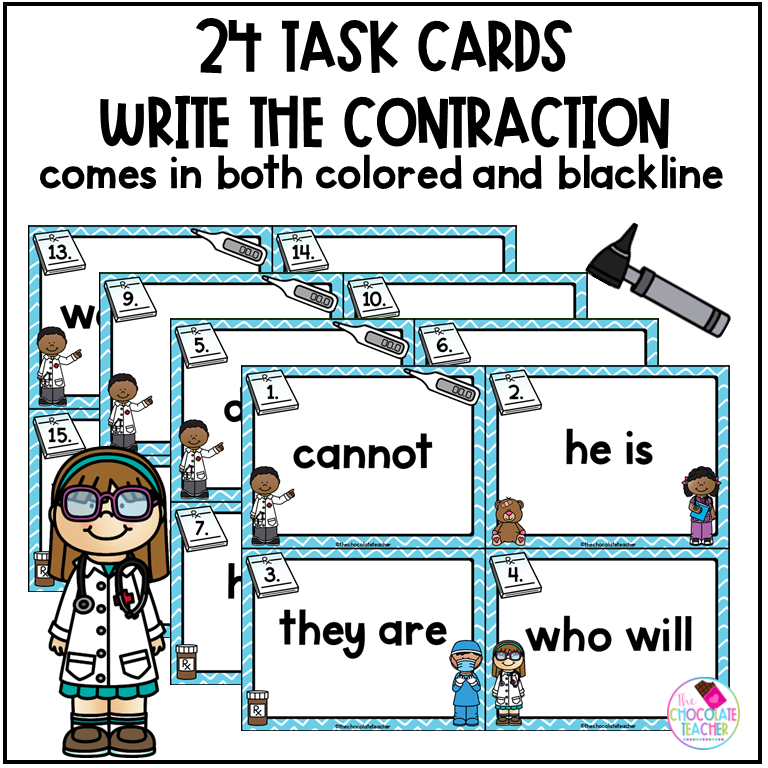 Contractions - Grammar Center - Write the Room | Made By Teachers