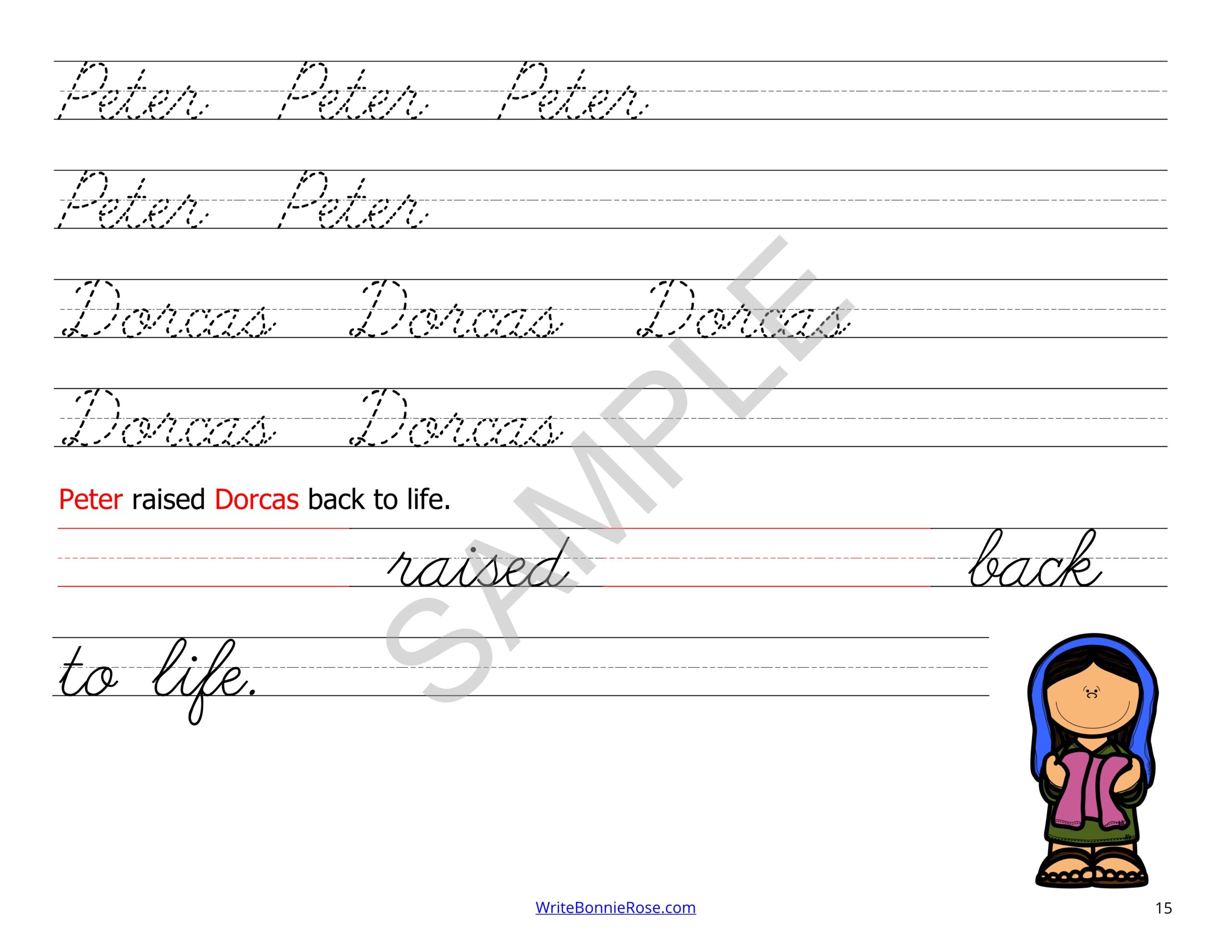 Handwriting Practice with New Testament Women of the Bible: Cursive ...