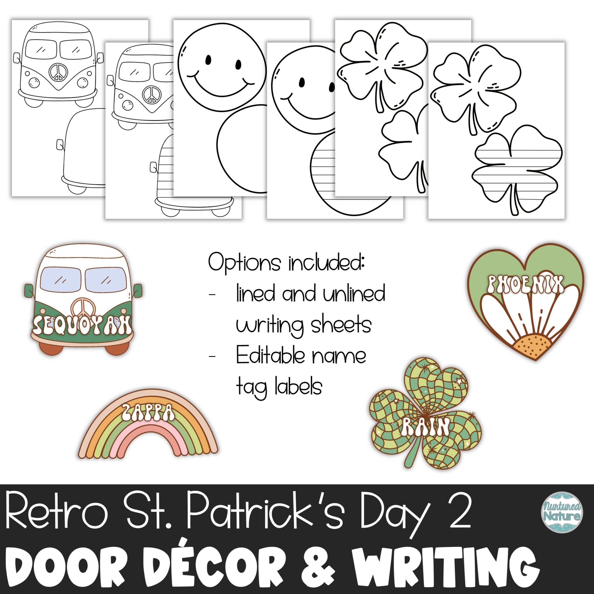 St Patricks Day Door Decor with Name Tags - Editable Spring Bulletin ...