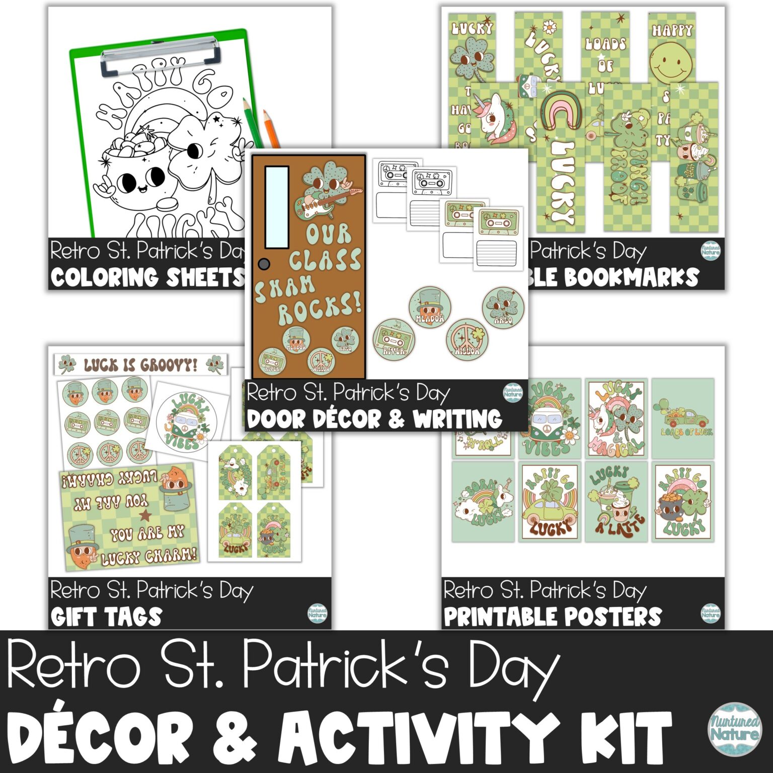 Retro St. Patrick’s Day Decor, Craft, and Activity Kit - Bulletin Board ...