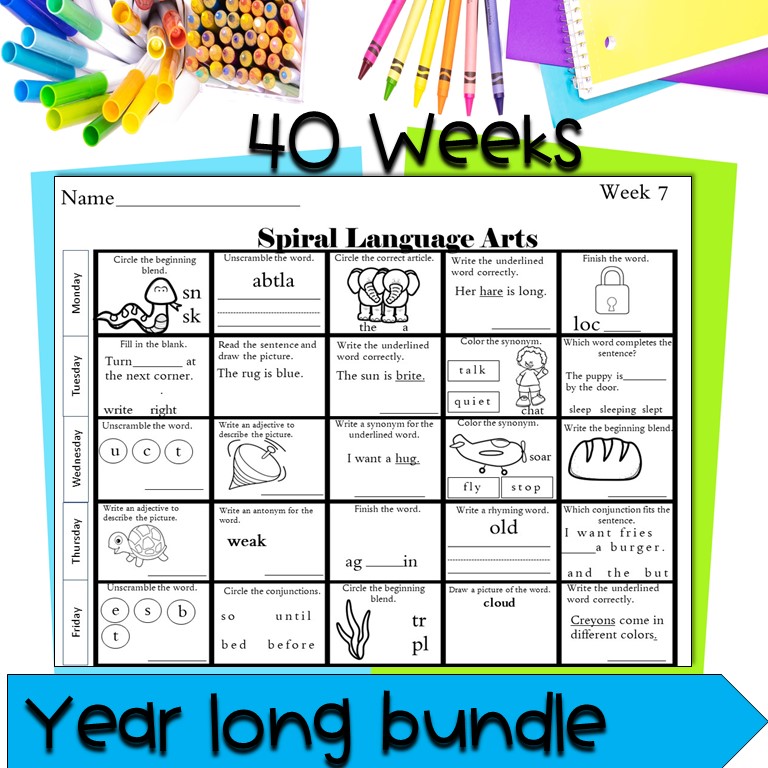 1st Grade Morning Work | ELA Spiral Review | Literacy Morning Work 1st ...