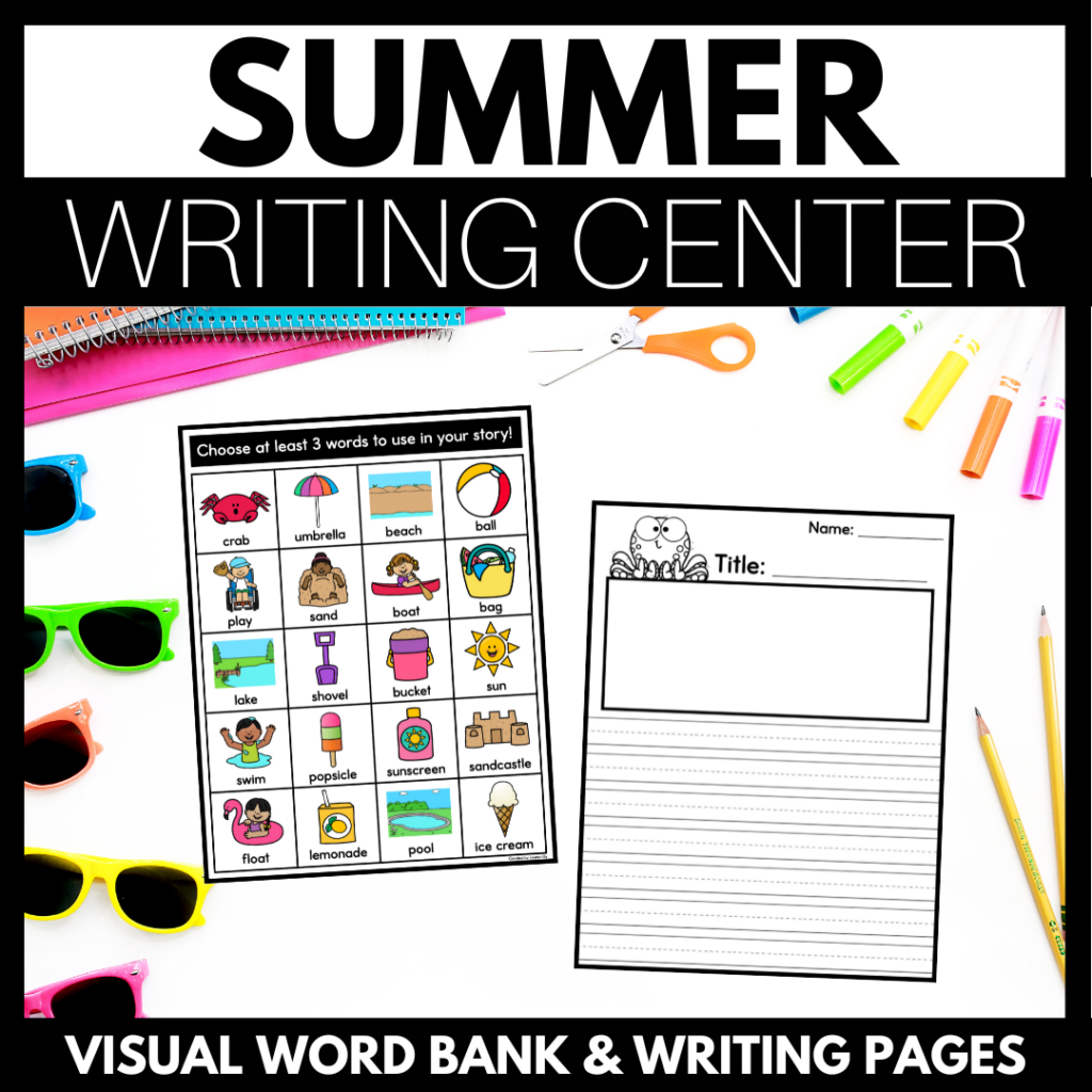 Summer Writing Center - Visual Word Bank & Writing Paper | Made By Teachers
