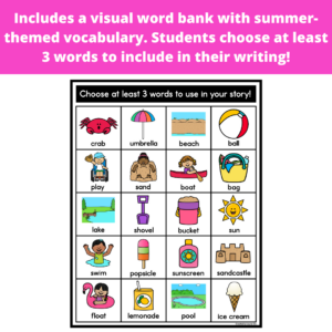 Summer Writing Center - Visual Word Bank & Writing Paper | Made By Teachers