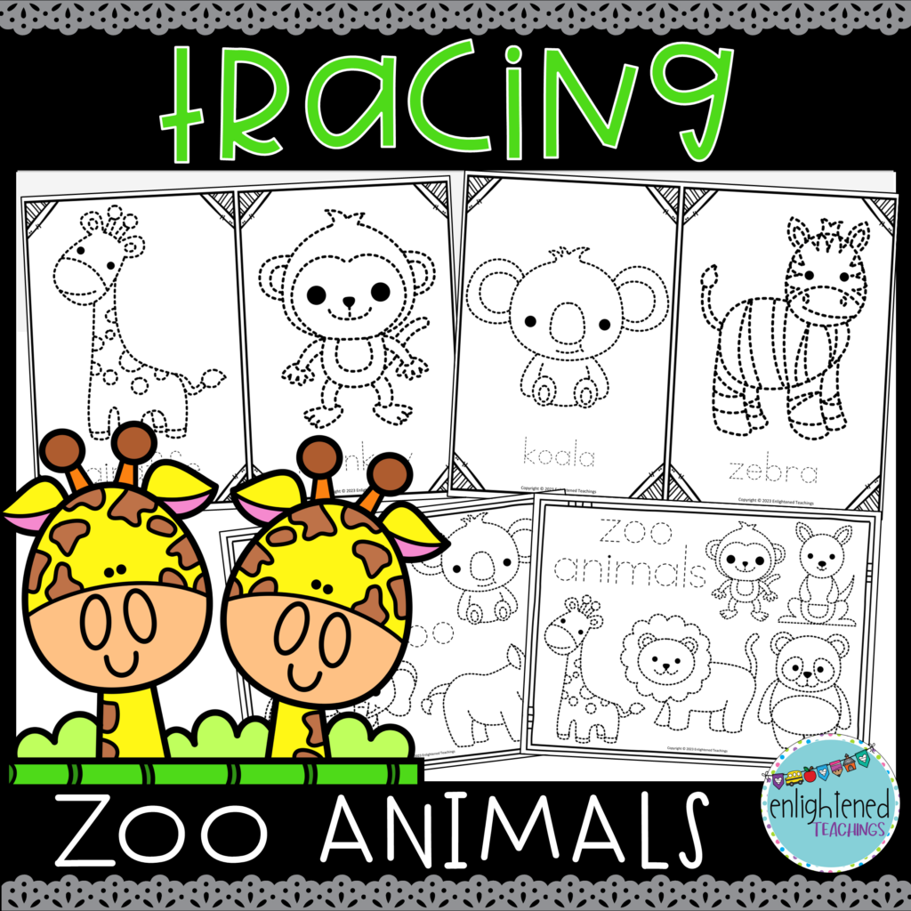 Zoo Animals Tracing Worksheets Fine Motor Activity Zoo Animals ...