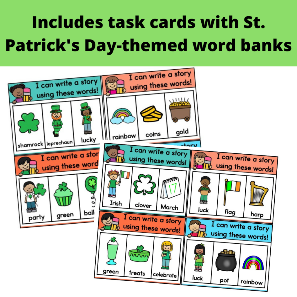St. Patrick's Day Writing Center - Visual Word Bank Cards & Writing ...