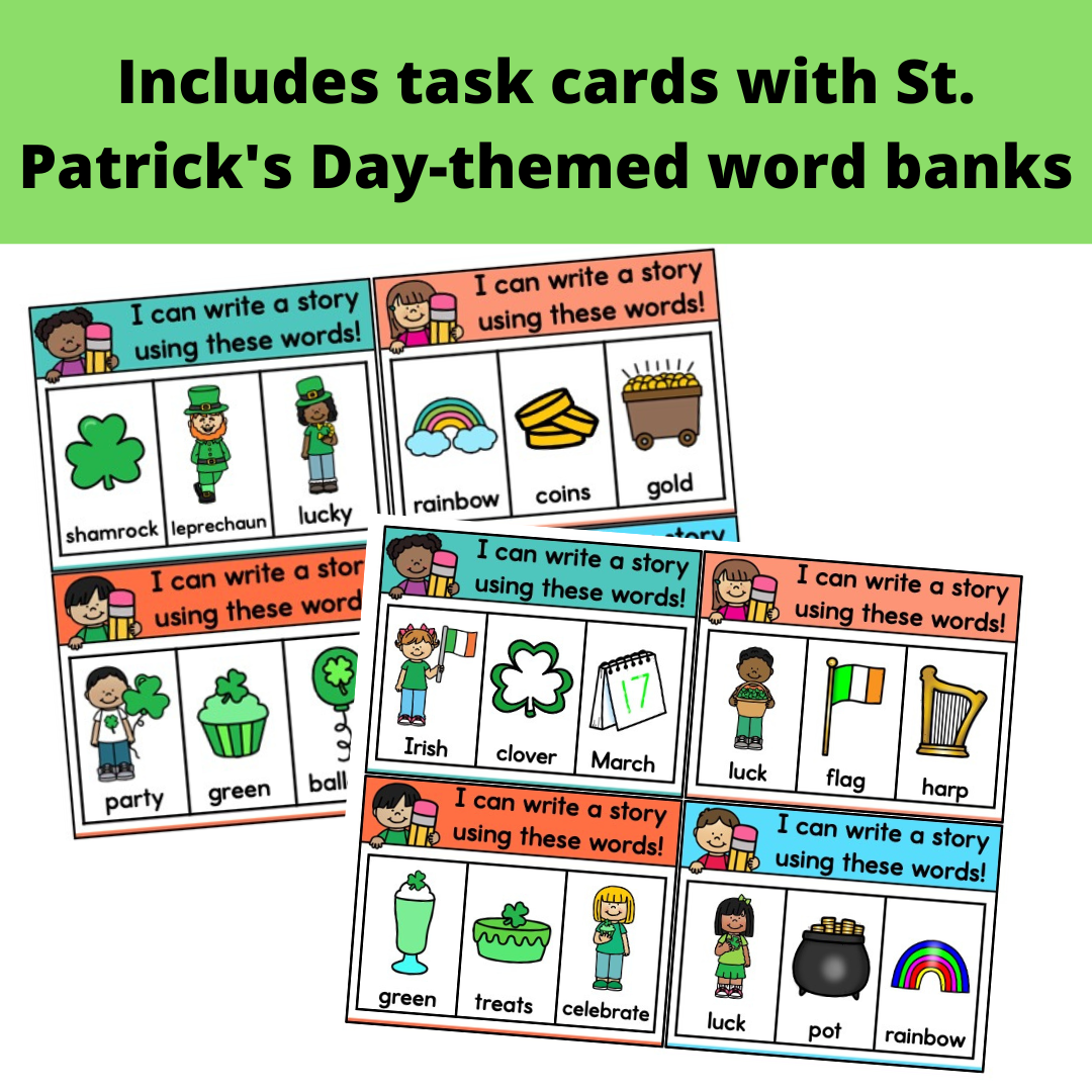 St. Patrick's Day Writing Center - Visual Word Bank Cards & Writing ...