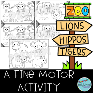 Zoo Animals Tracing Worksheets Fine Motor Activity Zoo Animals ...