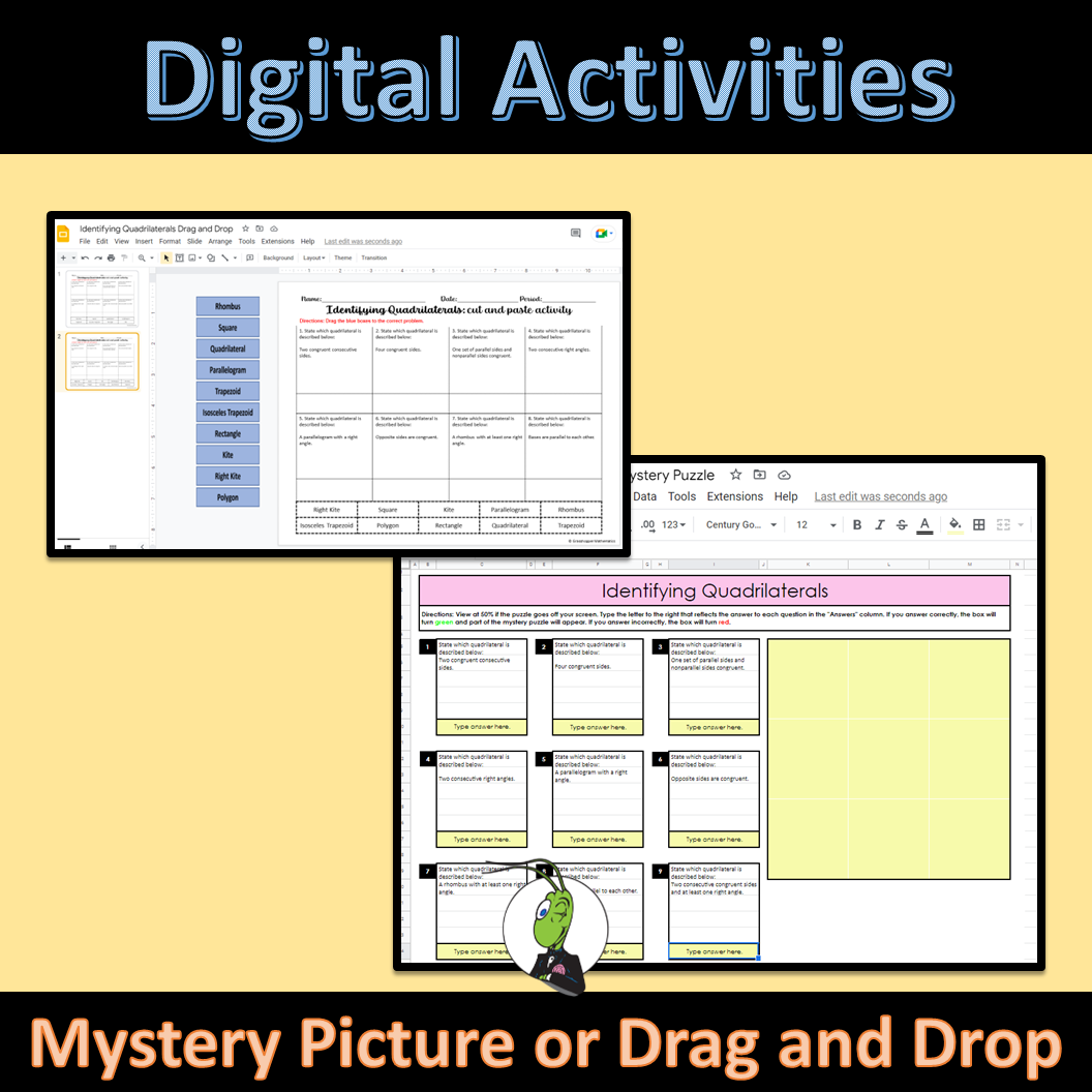 Classifying Quadrilaterals | Cut and Paste Activity | Mystery Picture ...