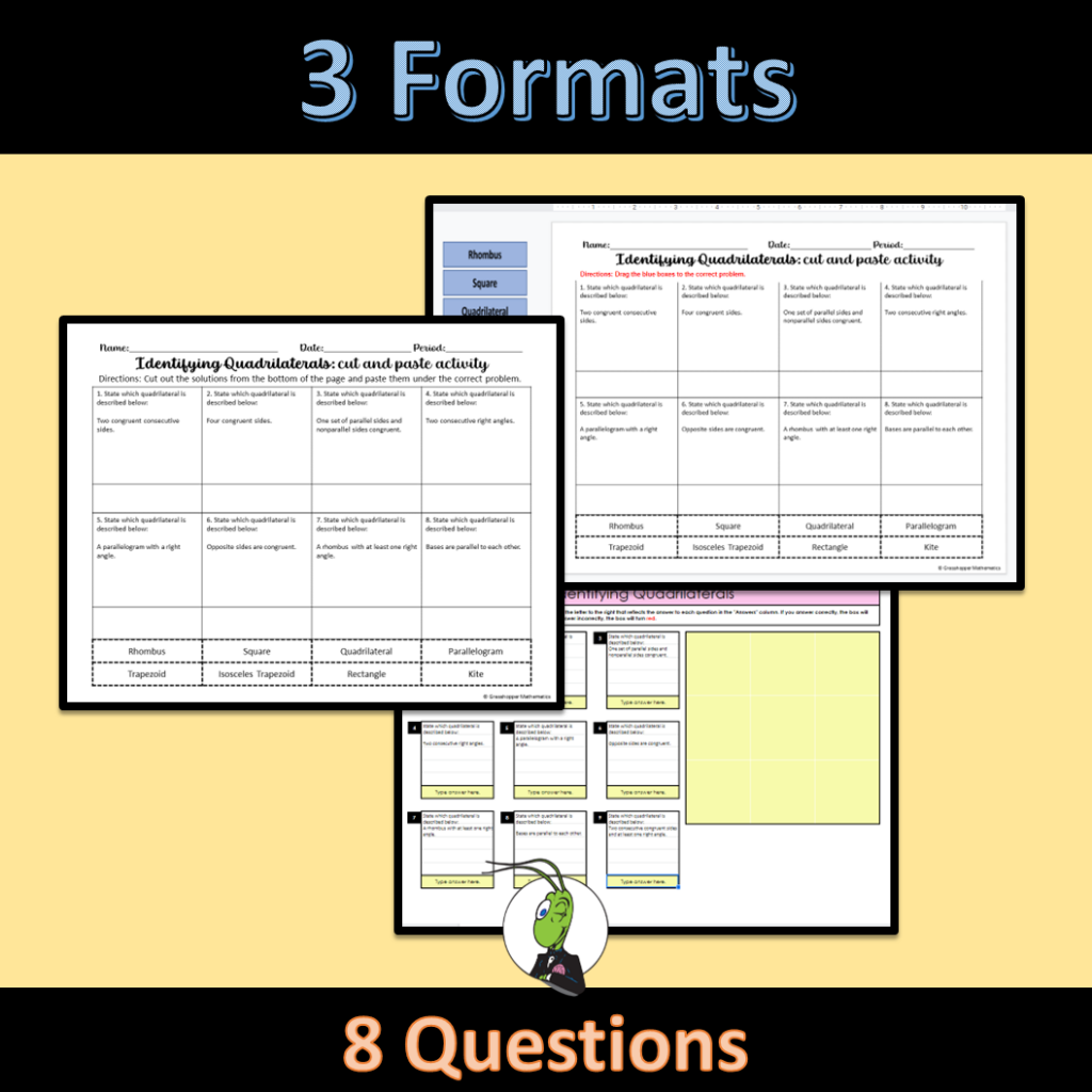Classifying Quadrilaterals | Cut and Paste Activity | Mystery Picture ...