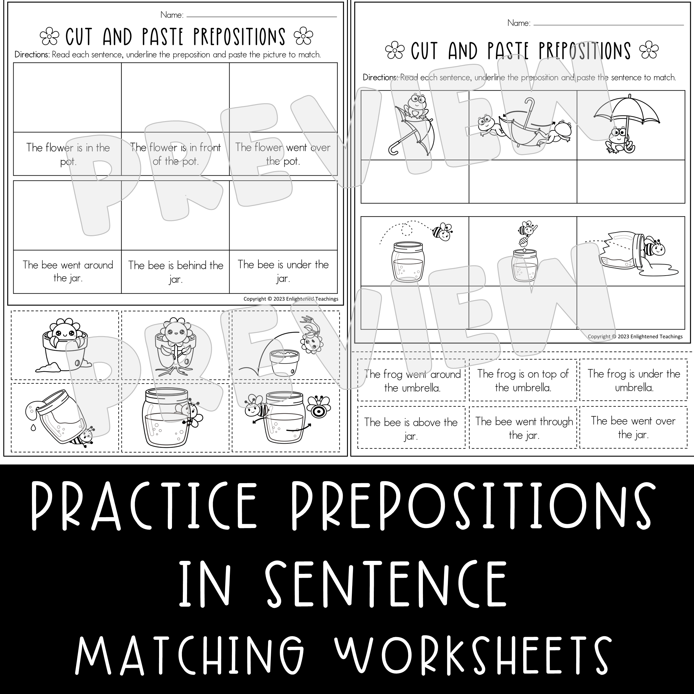 Spring Preposition Sentences Worksheets Cut Glue Paste Spring ...