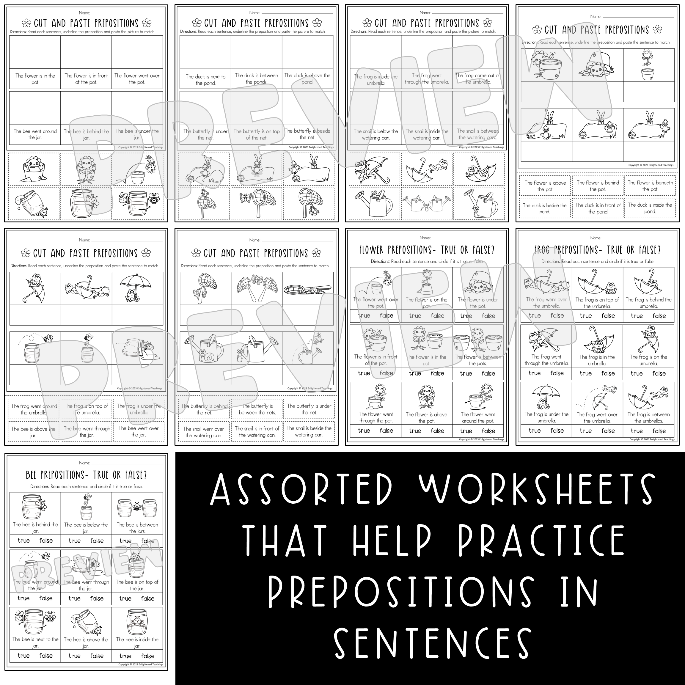 Spring Preposition Sentences Worksheets Cut Glue Paste Spring ...