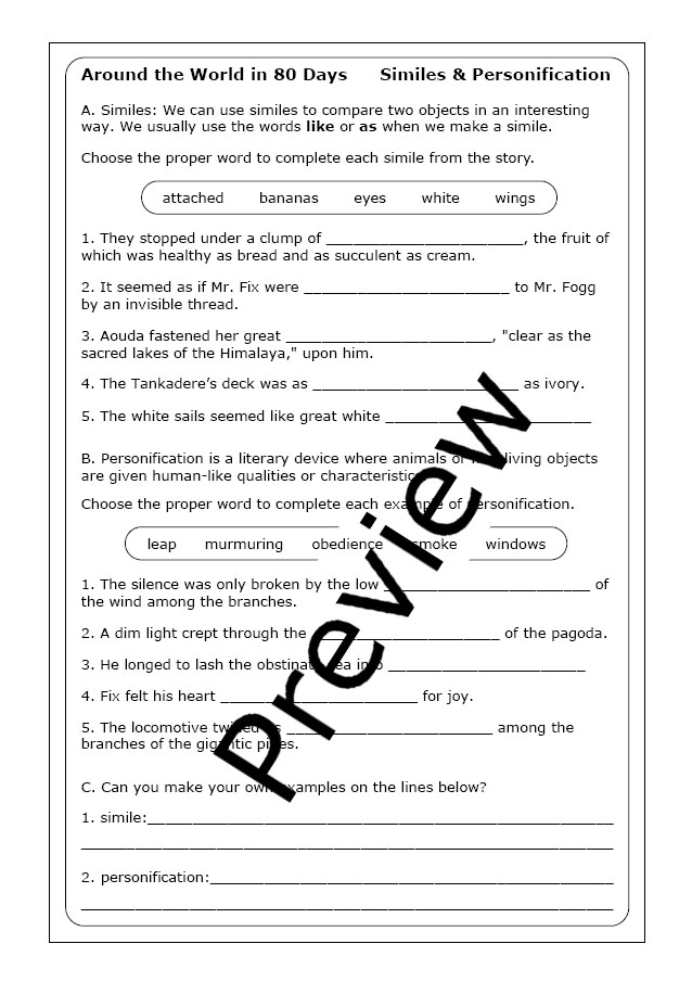 Jules Verne "Around the World in 80 Days" worksheets | Made By Teachers