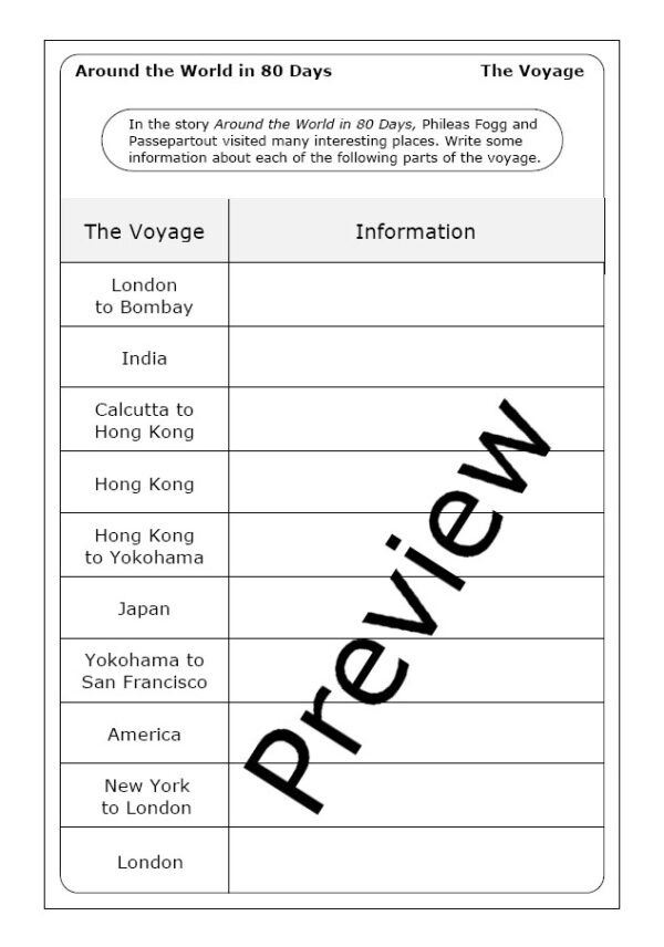 Jules Verne "Around the World in 80 Days" worksheets | Made By Teachers