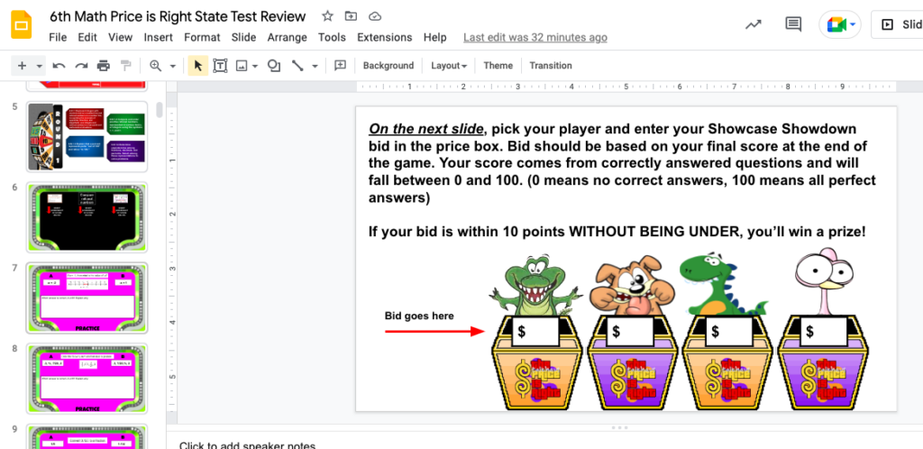 6th Math Price is Right State Test Review | Made By Teachers