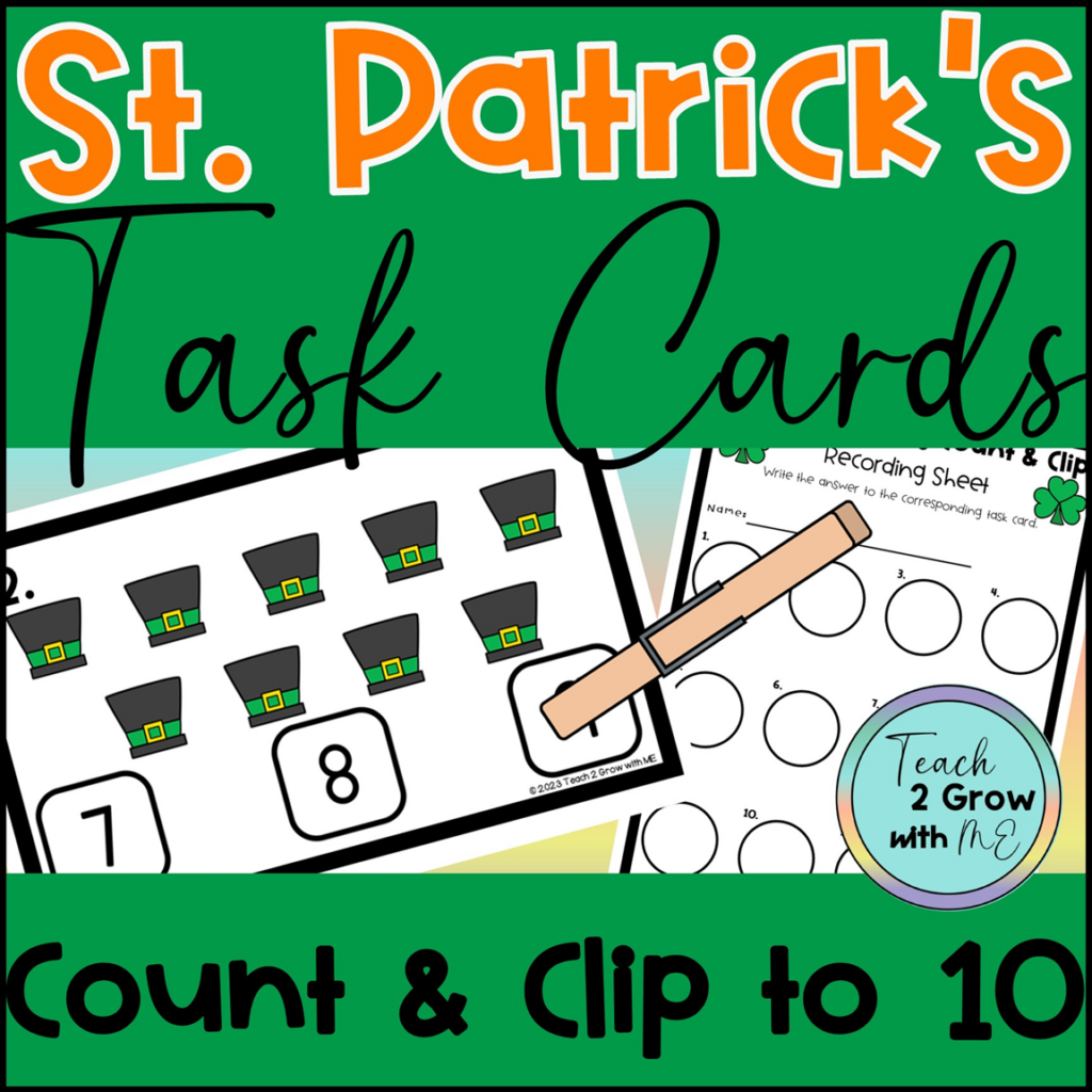 St. Patrick's Day Task Cards Math Activity Count and Clip Cards 1-10 ...