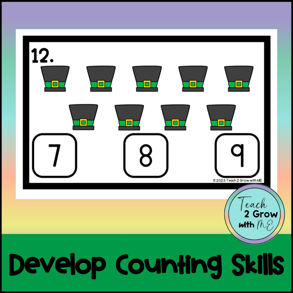St. Patrick's Day Task Cards Math Activity Count and Clip Cards 1-10 ...