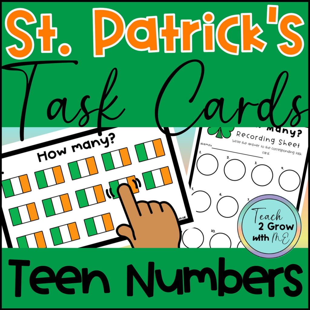 St. Patrick's Day Counting Teen Numbers 11-20 Task Cards 1:1 ...
