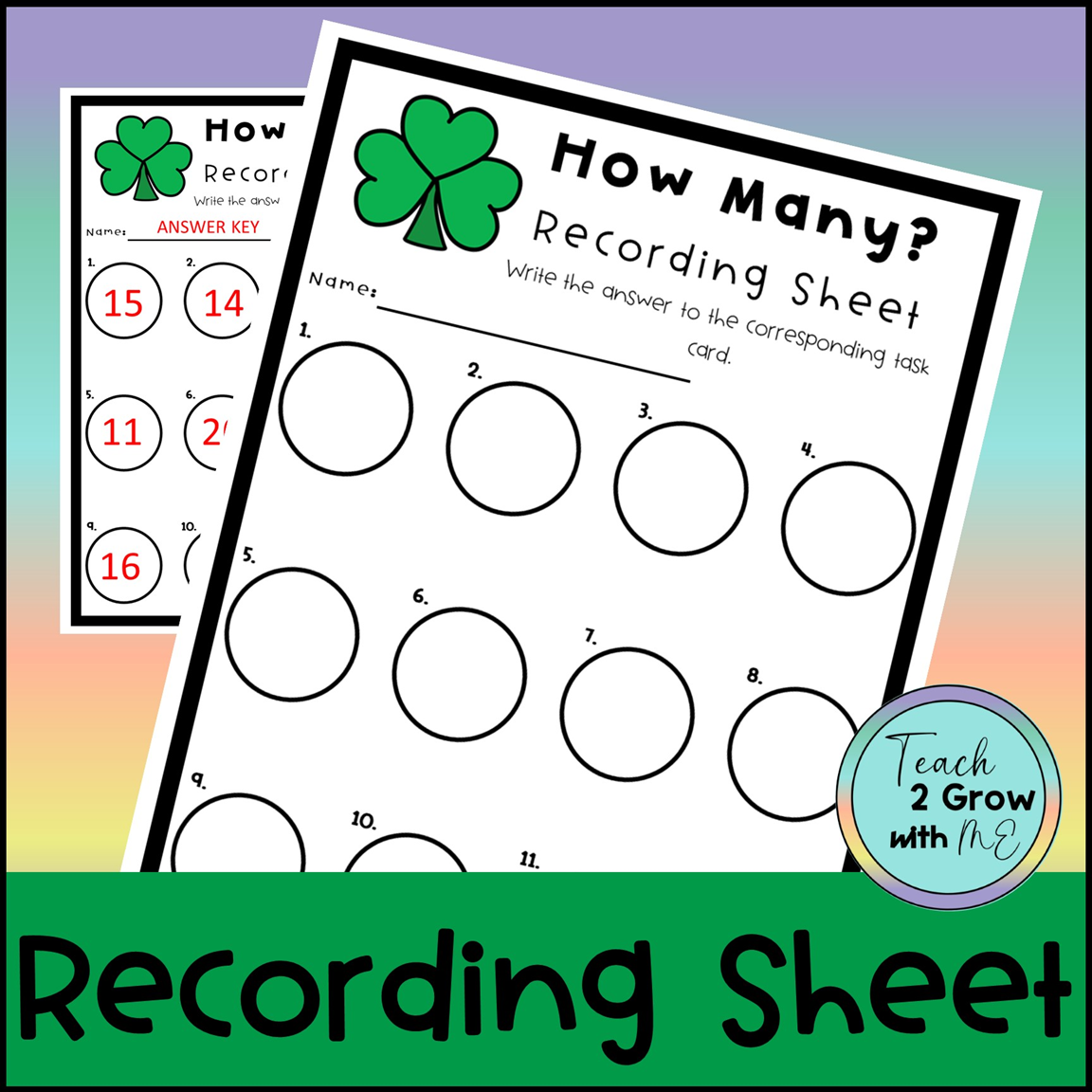 St. Patrick's Day Counting Teen Numbers 11-20 Task Cards 1:1 ...