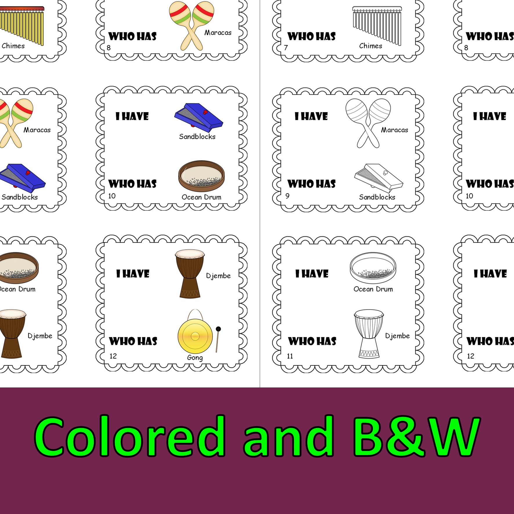 I Have/Who Has? Classroom Instrument Music Game | Made By Teachers