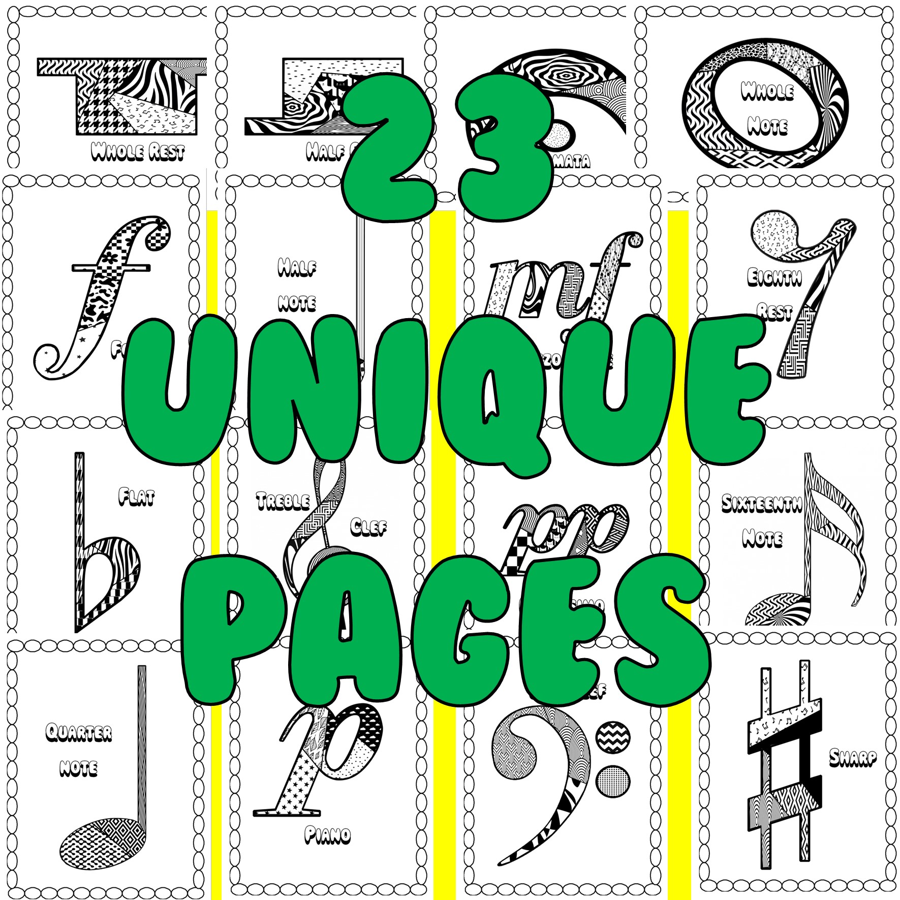 Music Coloring Pages - 2 sizes - 3 styles | Made By Teachers