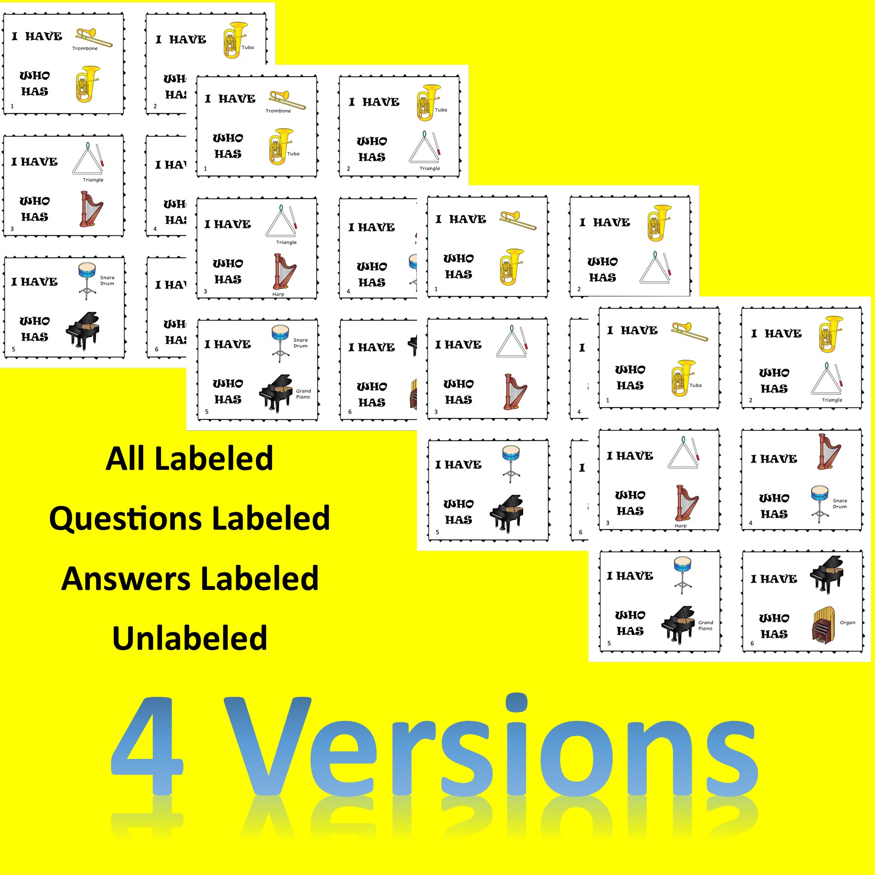 I Have/Who Has? Orchestra Instrument Music Game | Made By Teachers