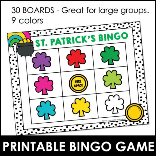 St. Patrick's Day COLOR identification BINGO GAME for Preschool ...