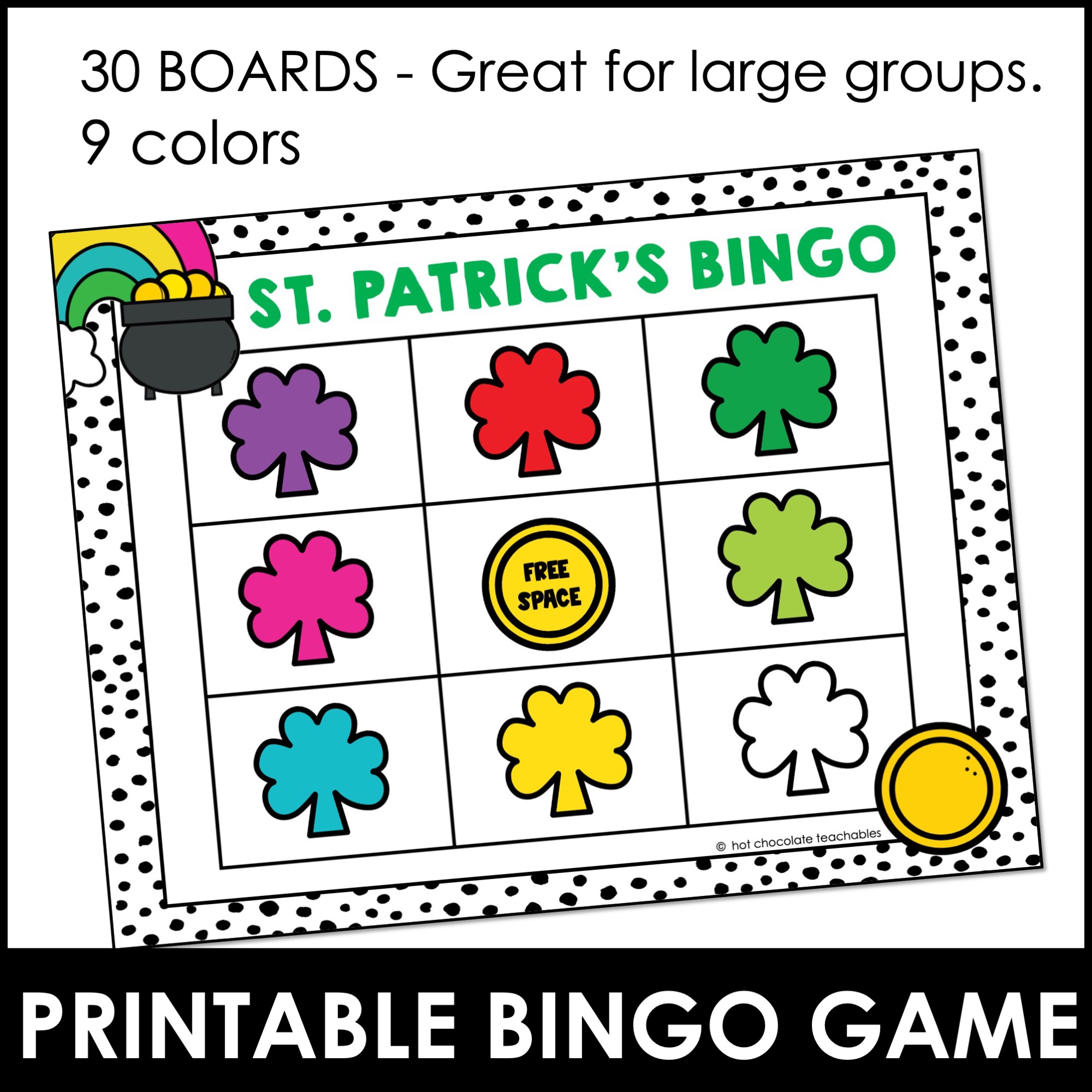 St. Patrick's Day COLOR identification BINGO GAME for Preschool ...