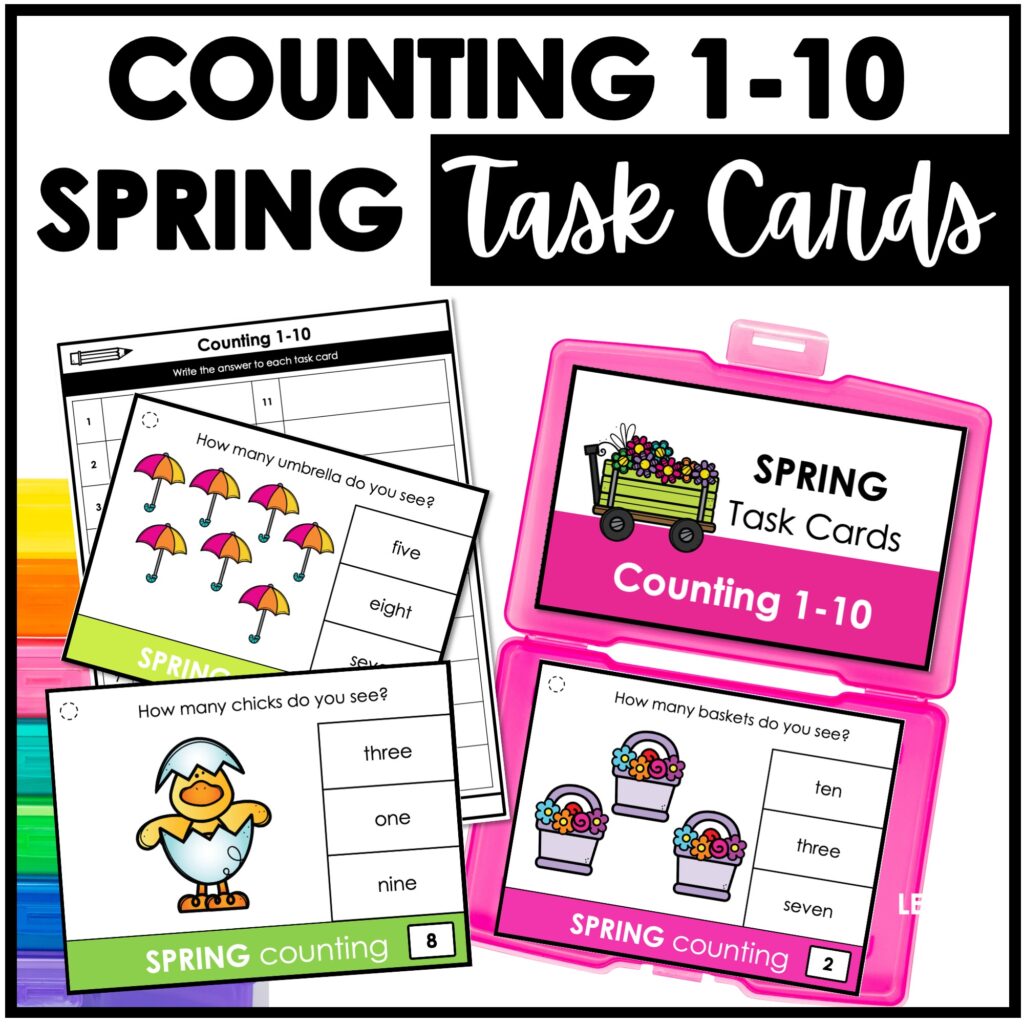 Spring Counting Number Activity Number Practice Task Cards 1 to 10 ...