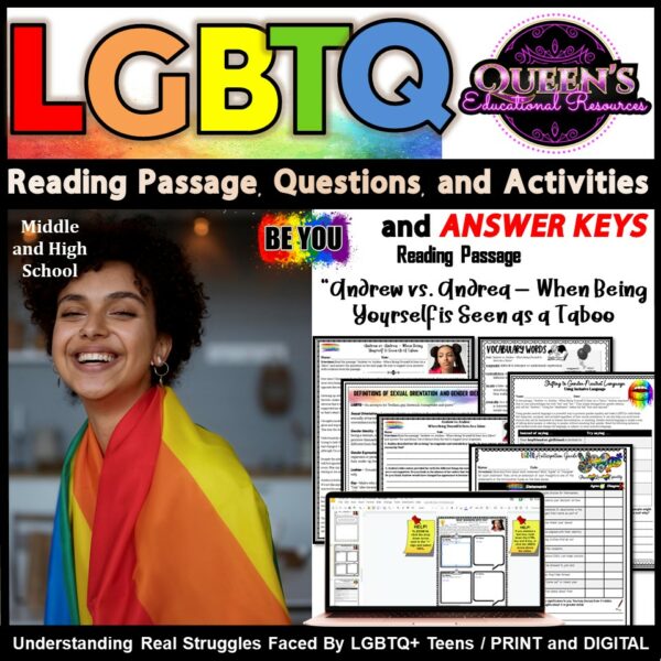LGBTQ Reading Passage | Activities | LGBTQ Worksheets | Transgender ...