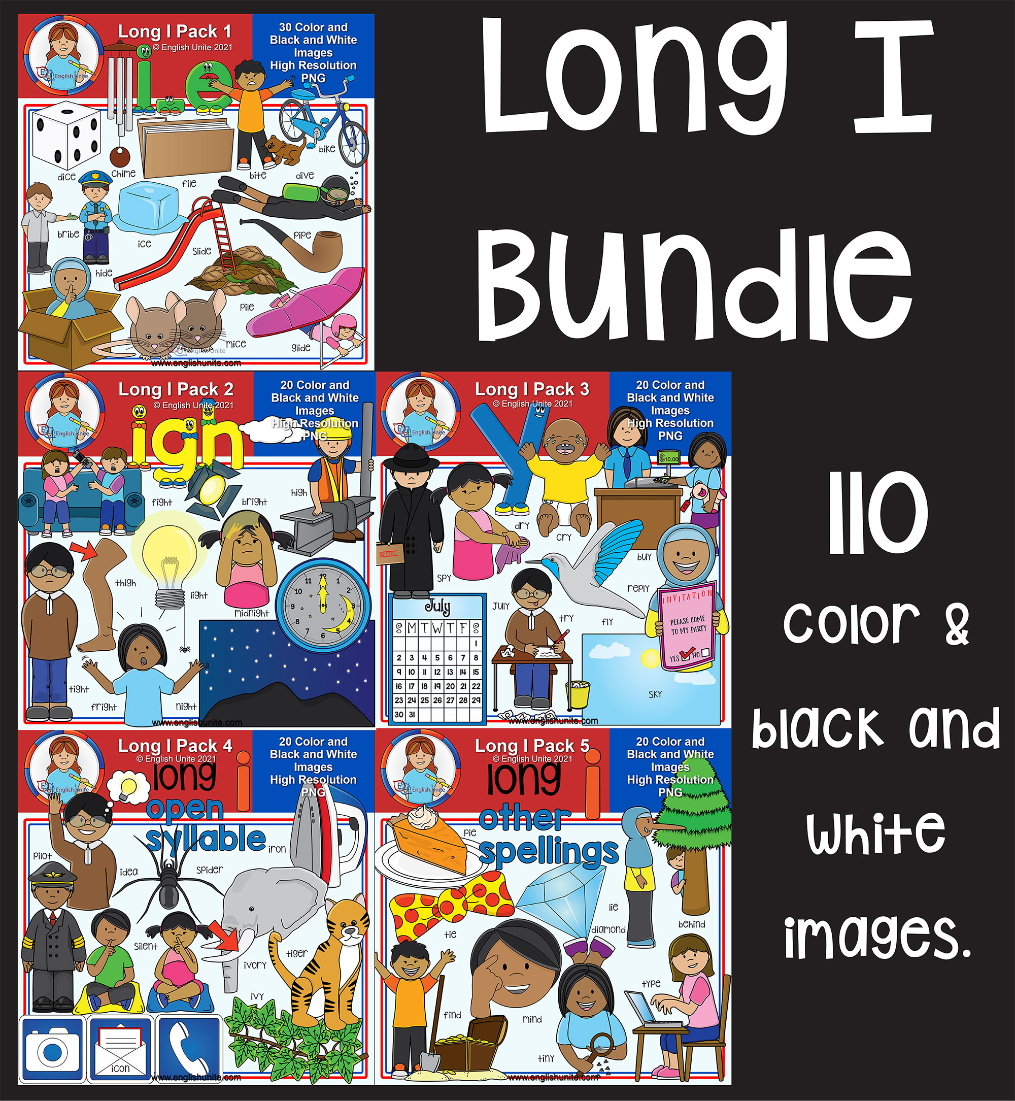 Clip Art - Long I Vowel Bundle | Made By Teachers