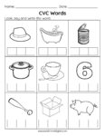 CVC Words, Say and Write the CVC Words, Phonics Worksheets ...