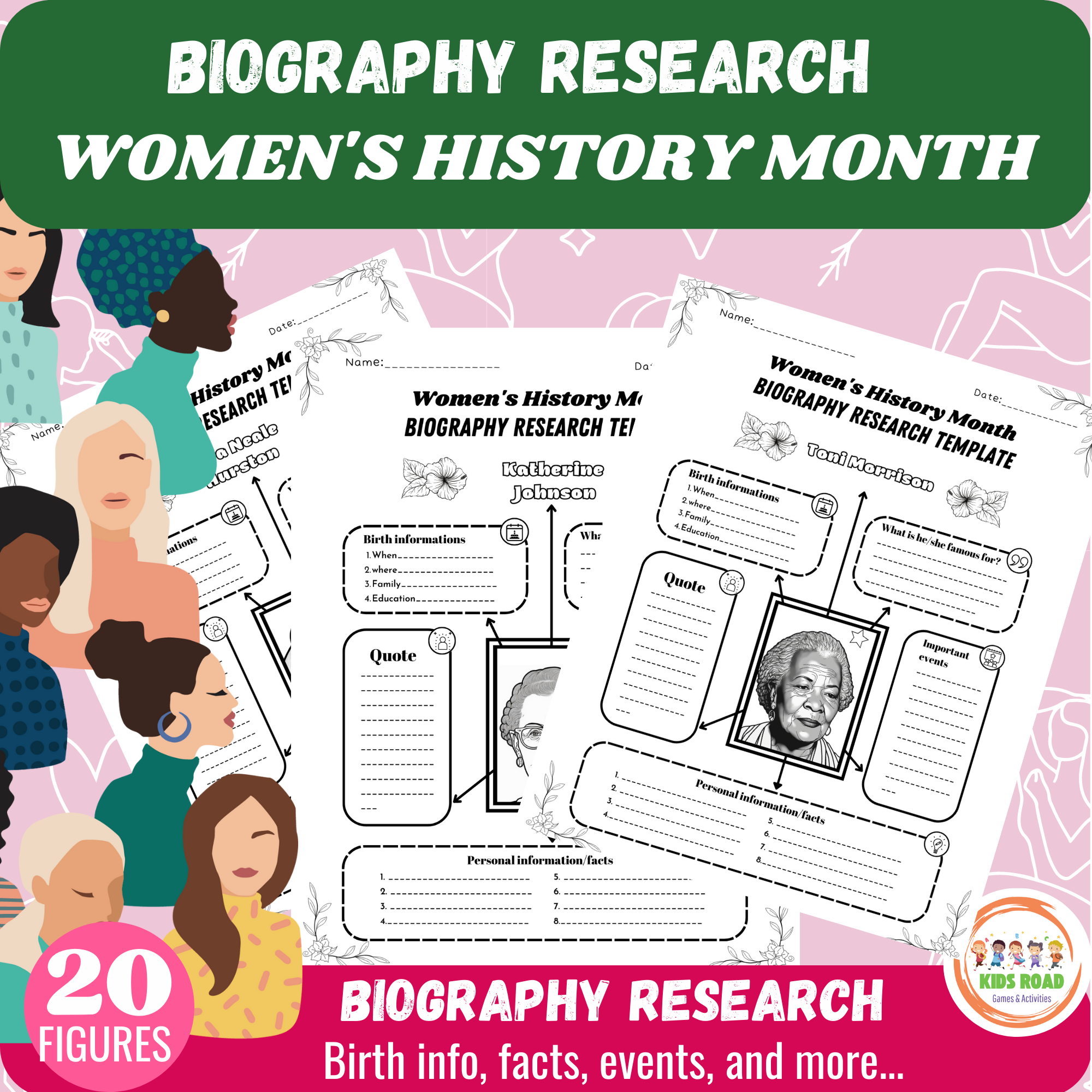 FREE Women’s History Month Research Biography Template (K, 1st, 2nd ...