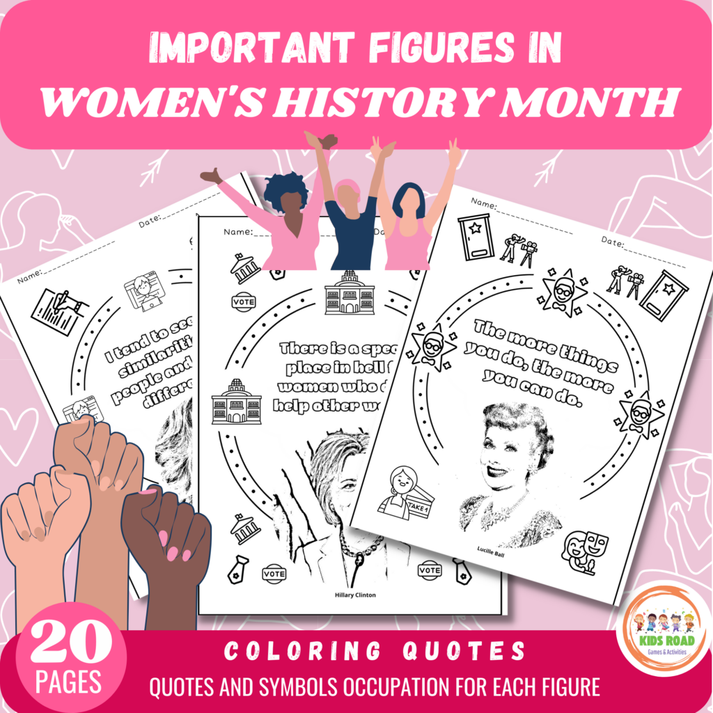 Women’s history Month| Coloring quotes activity template ( K, 1st grade ...